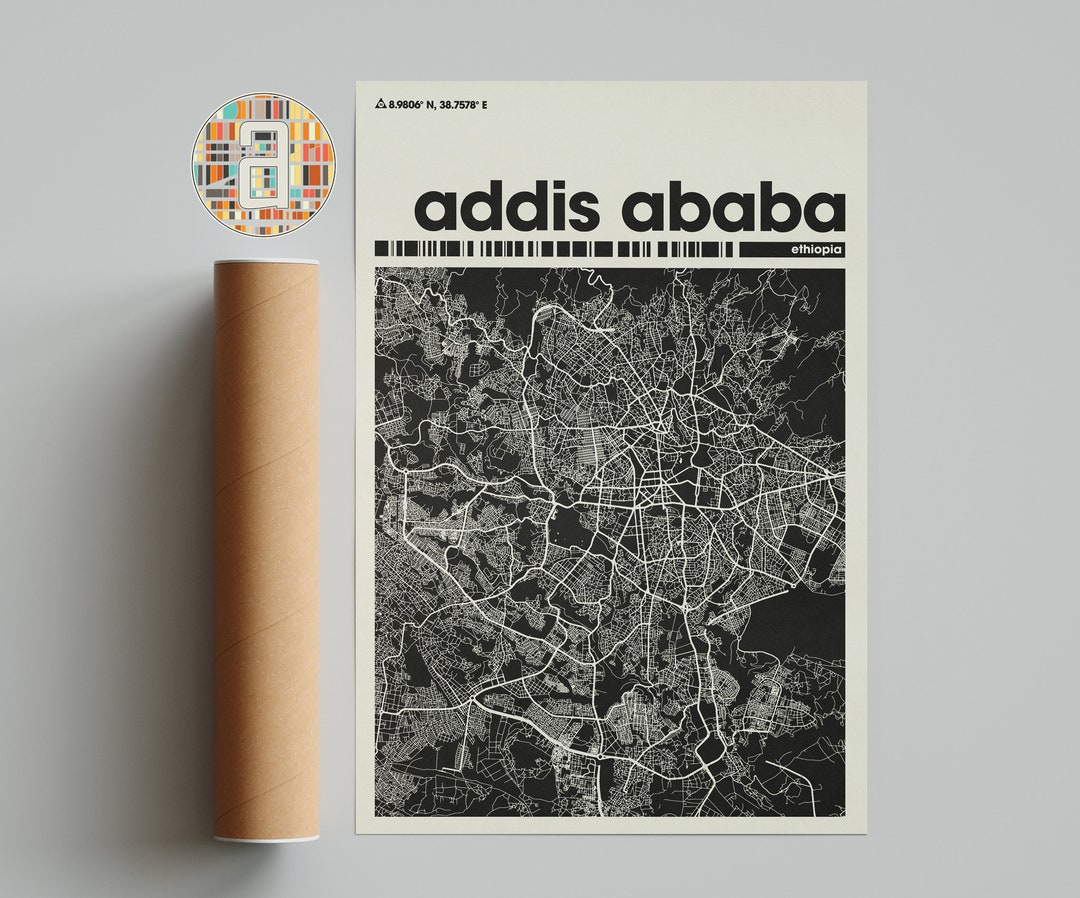 Addis Ababa City Map, Ethiopia City Map, Minimalist City Map, Modern ...