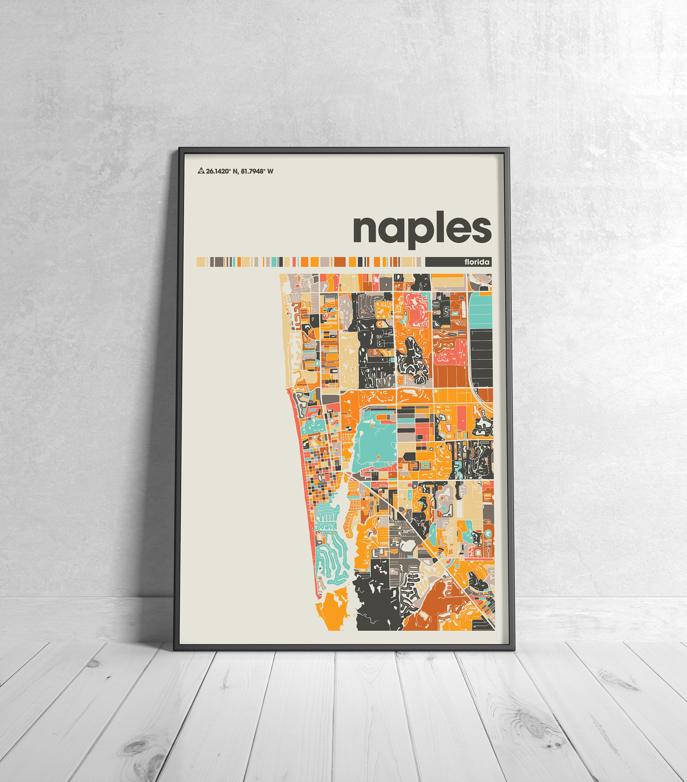 Naples Colorful Map, City of Naples Map, Naples Minimalist Map, Naples ...
