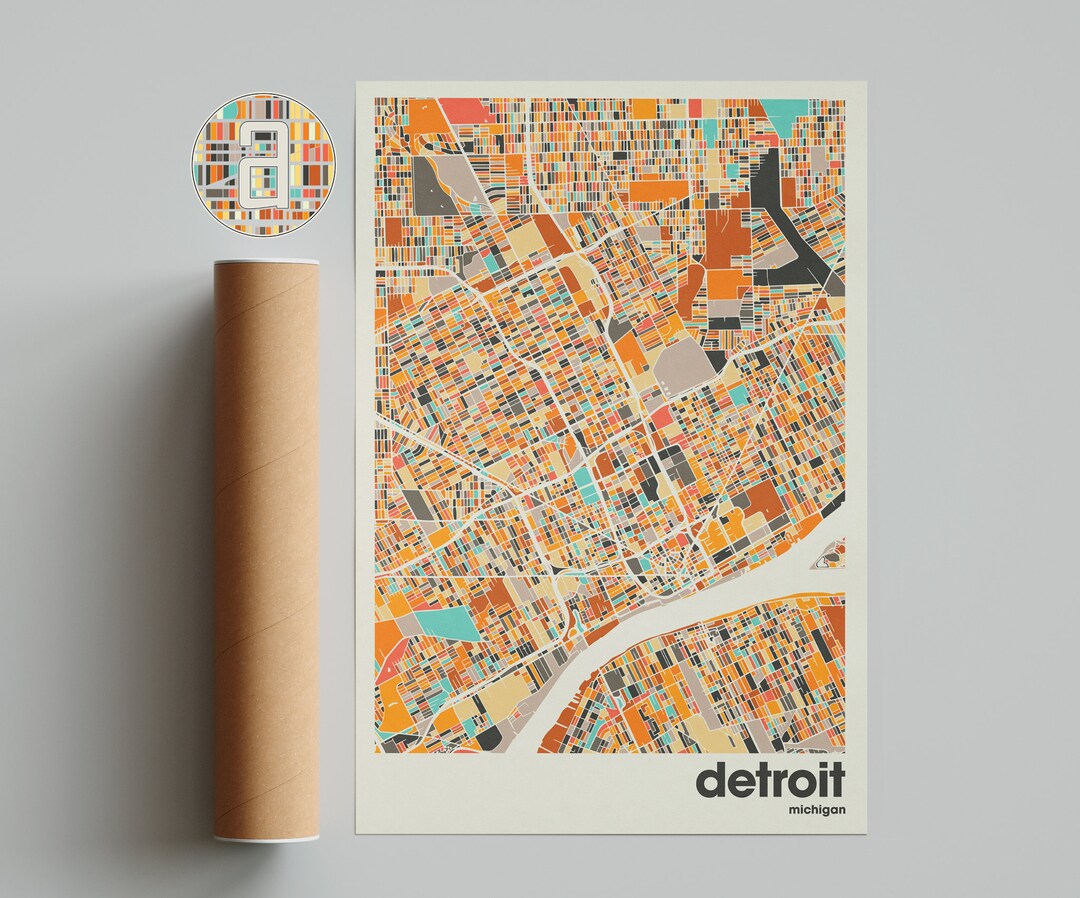 Detroit City Map, Michigan City Map, Minimalist City Map, Modern City ...