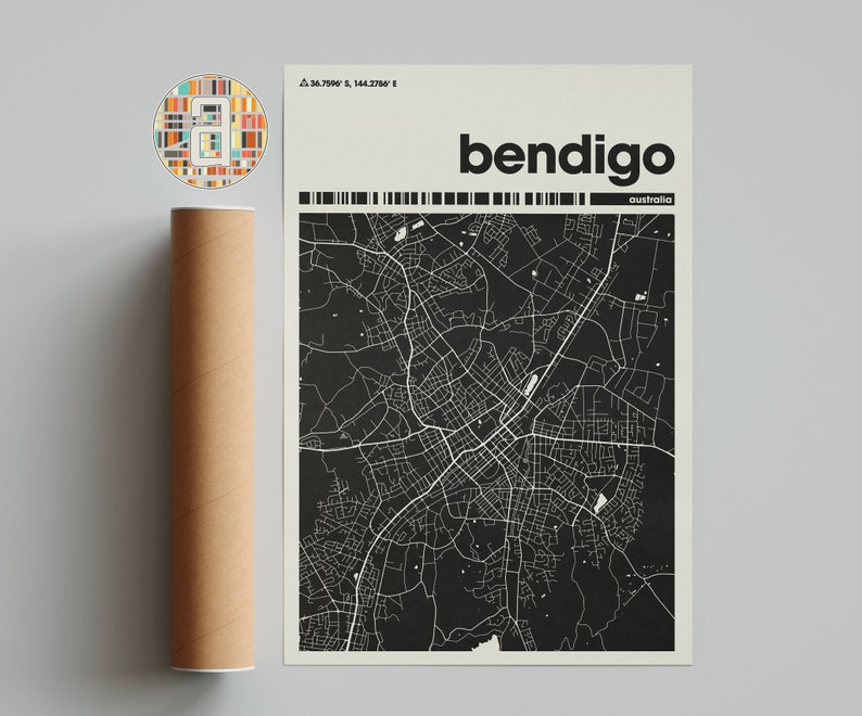 Bendigo City Map, Australia City Map, Minimalist City Map, Modern City ...