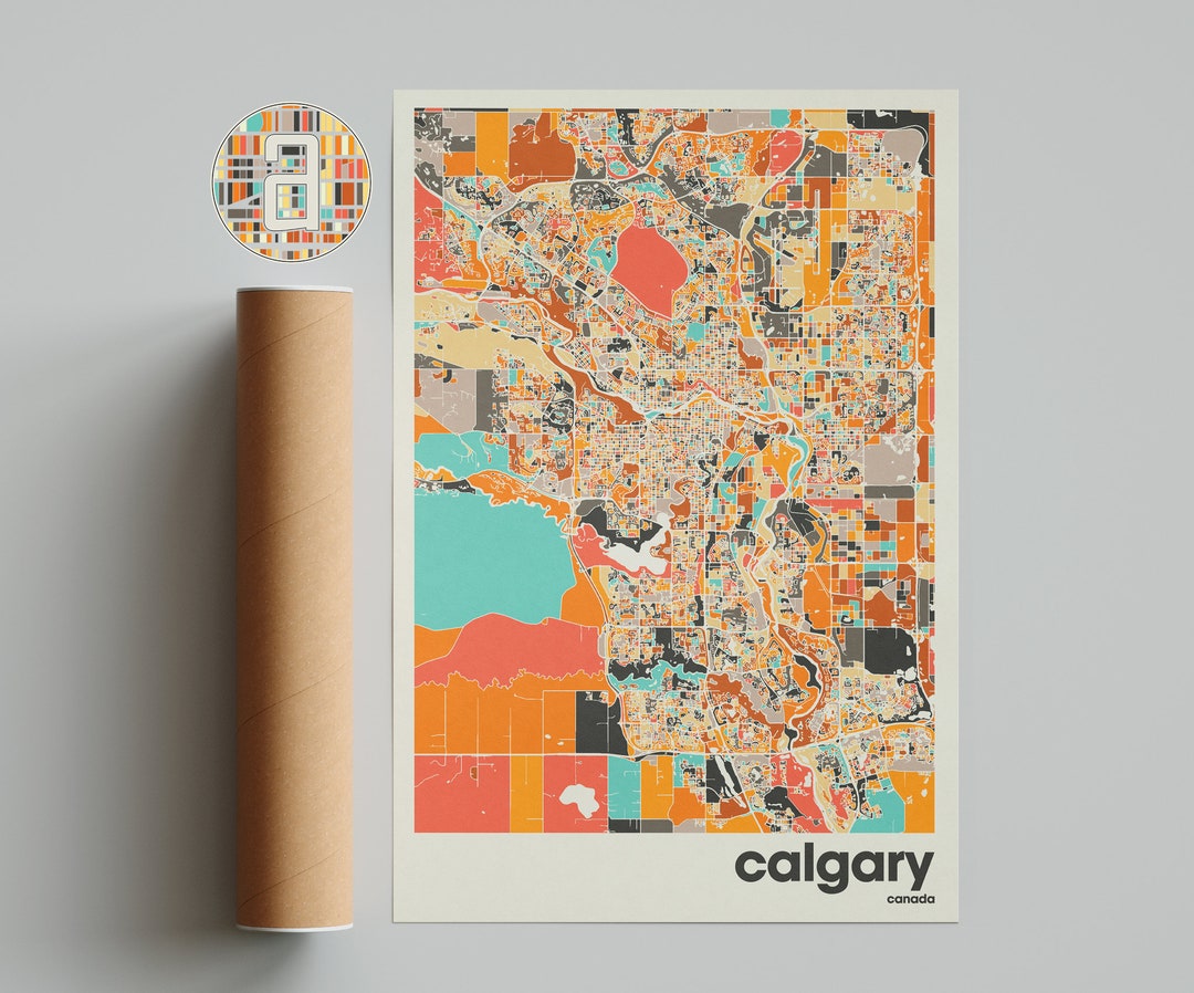 Calgary Map Print, Colorful Map, Minimalist Calgary Print, Canada City ...