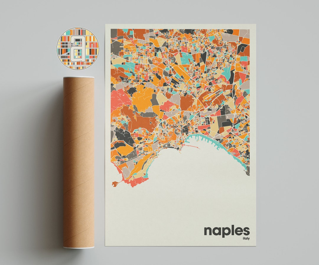 Naples Map Print, Colorful Map, Minimalist Naples Print, Italy City Map ...