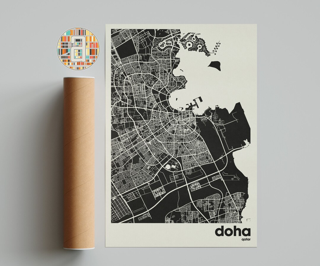 Doha Map, Doha Map Print, Minimalist Map, Qatar Print, Minimalist Decor ...