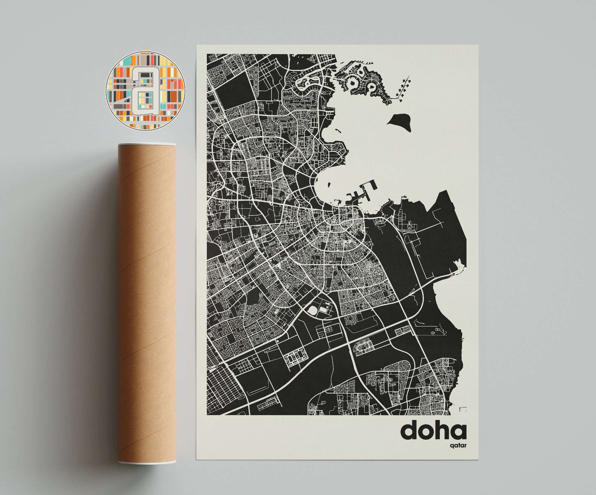 Doha Map, Doha Map Print, Minimalist Map, Qatar Print, Minimalist Decor ...