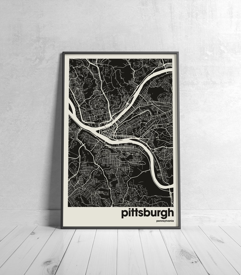 Pittsburgh Map, Pittsburgh Map Print, Minimalist Map, Pennsylvania ...