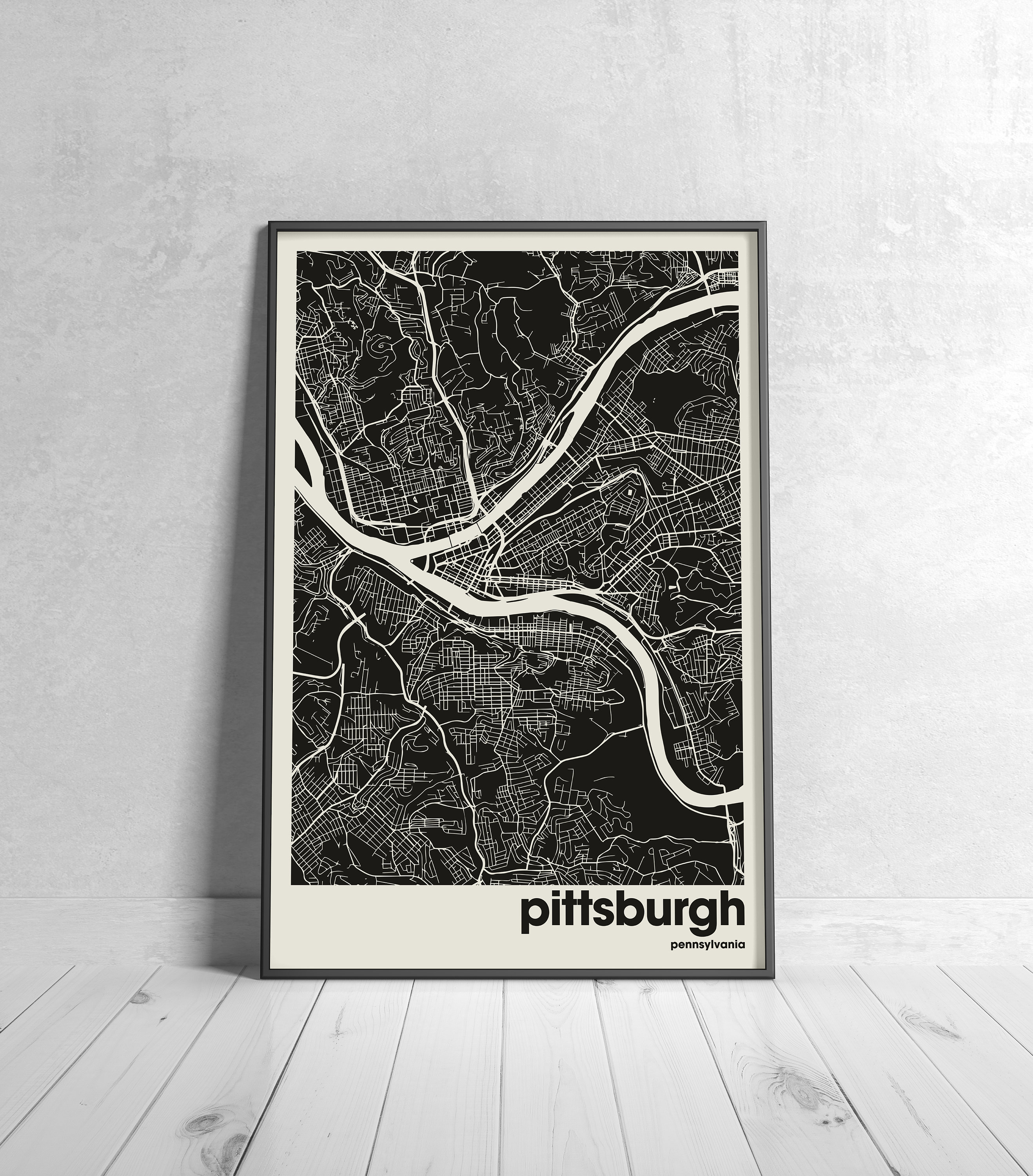 Pittsburgh Map, Pittsburgh Map Print, Minimalist Map, Pennsylvania ...