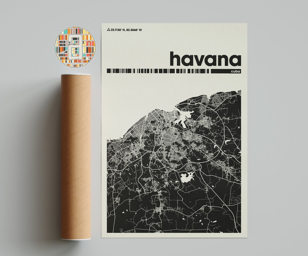 Havana, City Map, Cuba City Map, Minimalist City Map, Modern City Map ...