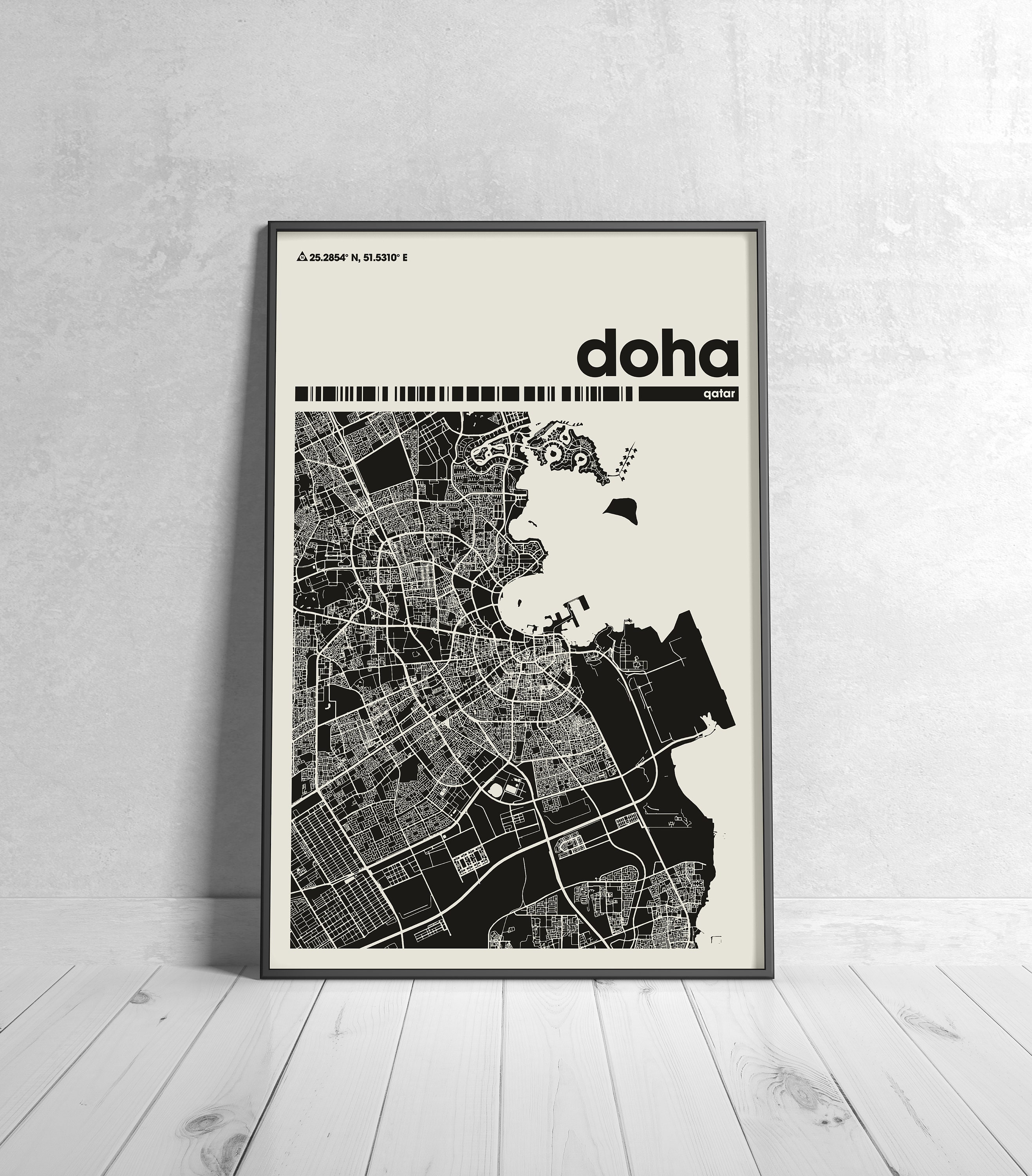 Doha City Map Qatar City Map Minimalist City Map Modern - Etsy