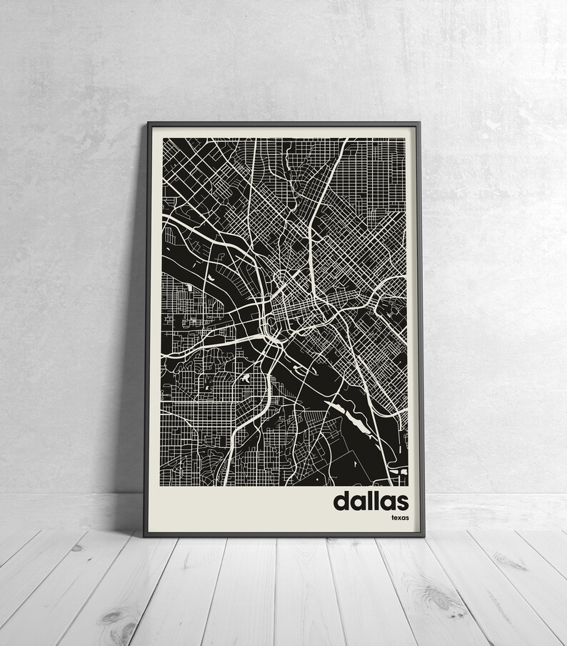 Dallas City Map Texas City Map Minimalist City Map Modern - Etsy