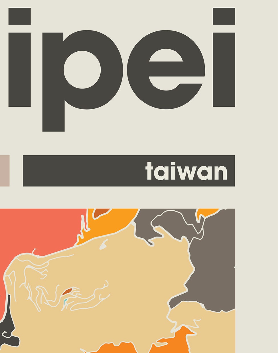 Taipei Colorful Map City of Taipei Map Taipei Minimalist - Etsy