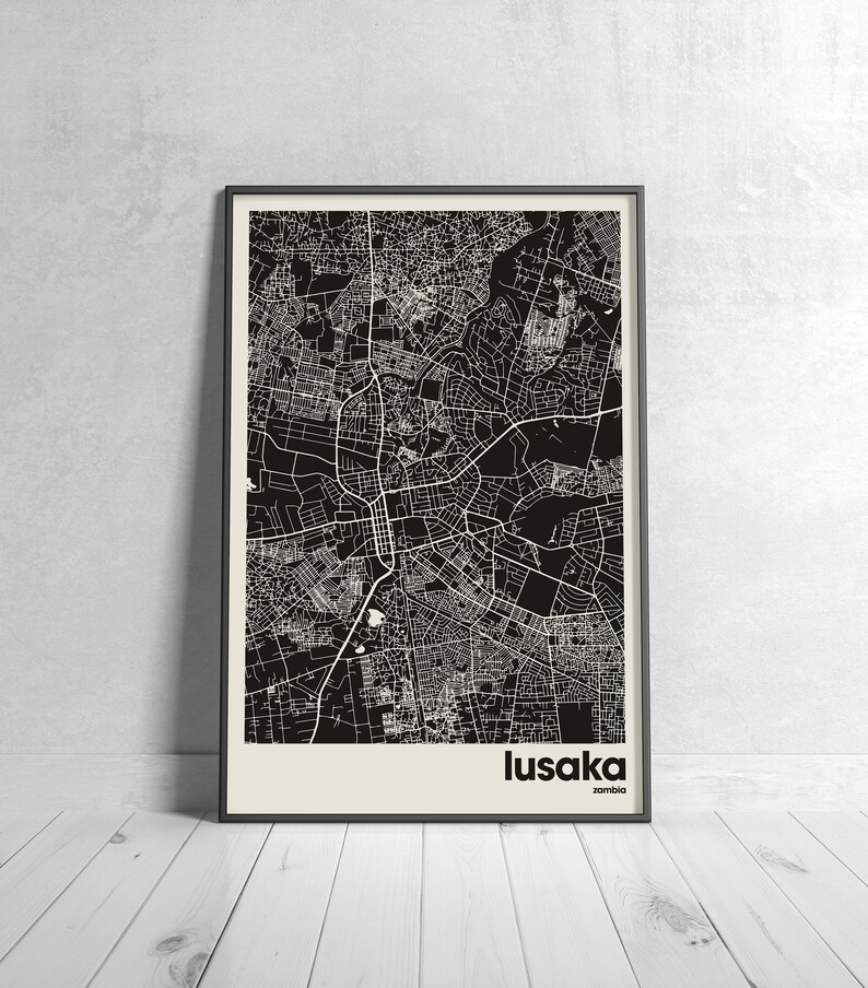 Lusaka Colorful Map, City of Lusaka Map, Lusaka Minimalist Map, Lusaka ...