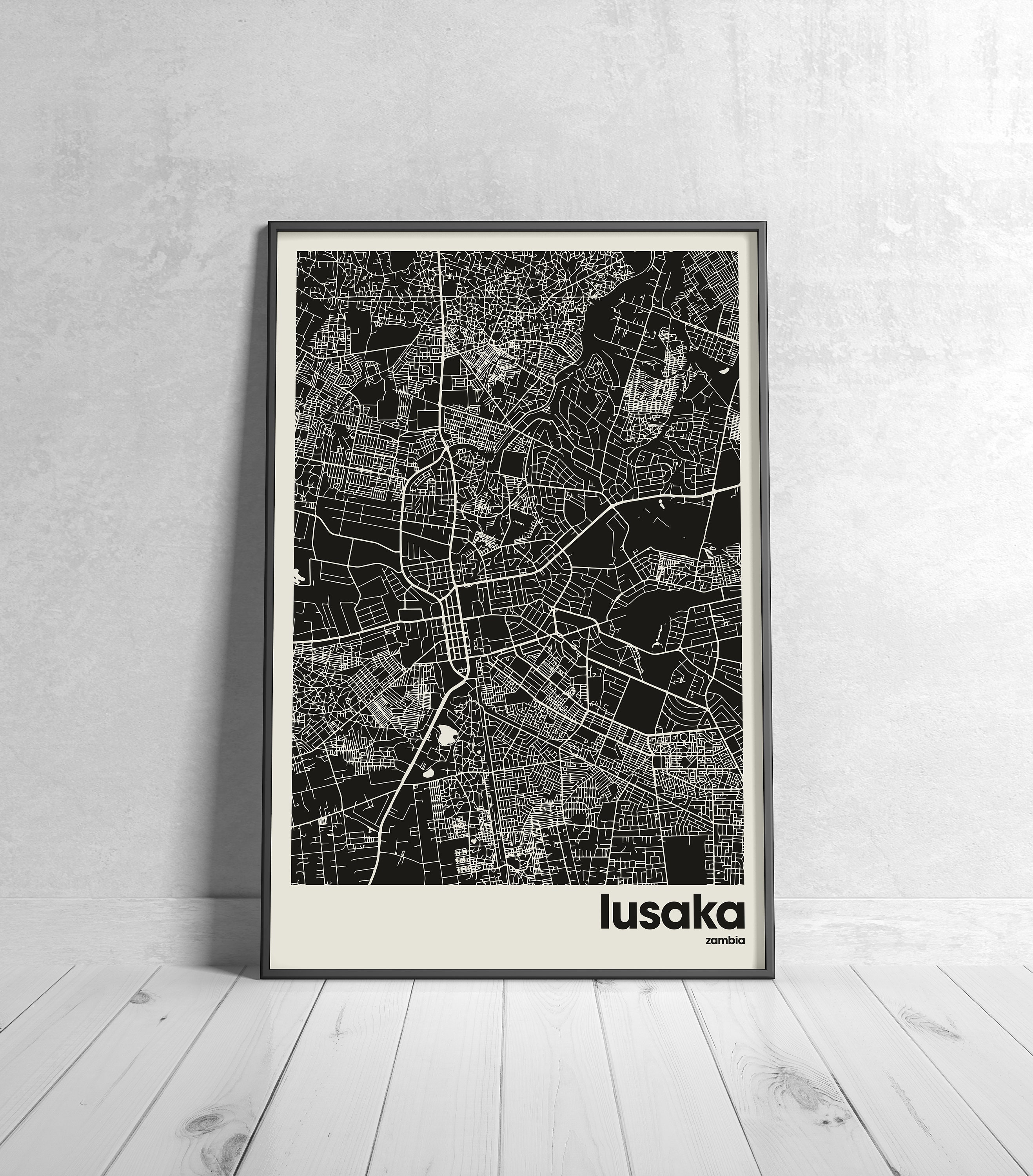 Lusaka Colorful Map, City of Lusaka Map, Lusaka Minimalist Map, Lusaka ...