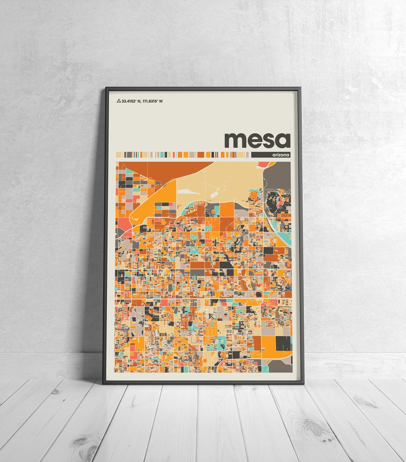 Mesa Colorful Map, City of Mesa Map, Mesa Minimalist Map, Mesa Print ...