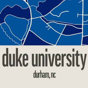 Duke University, Graduation Gift, Wall Art ,duke University Campus Map ...