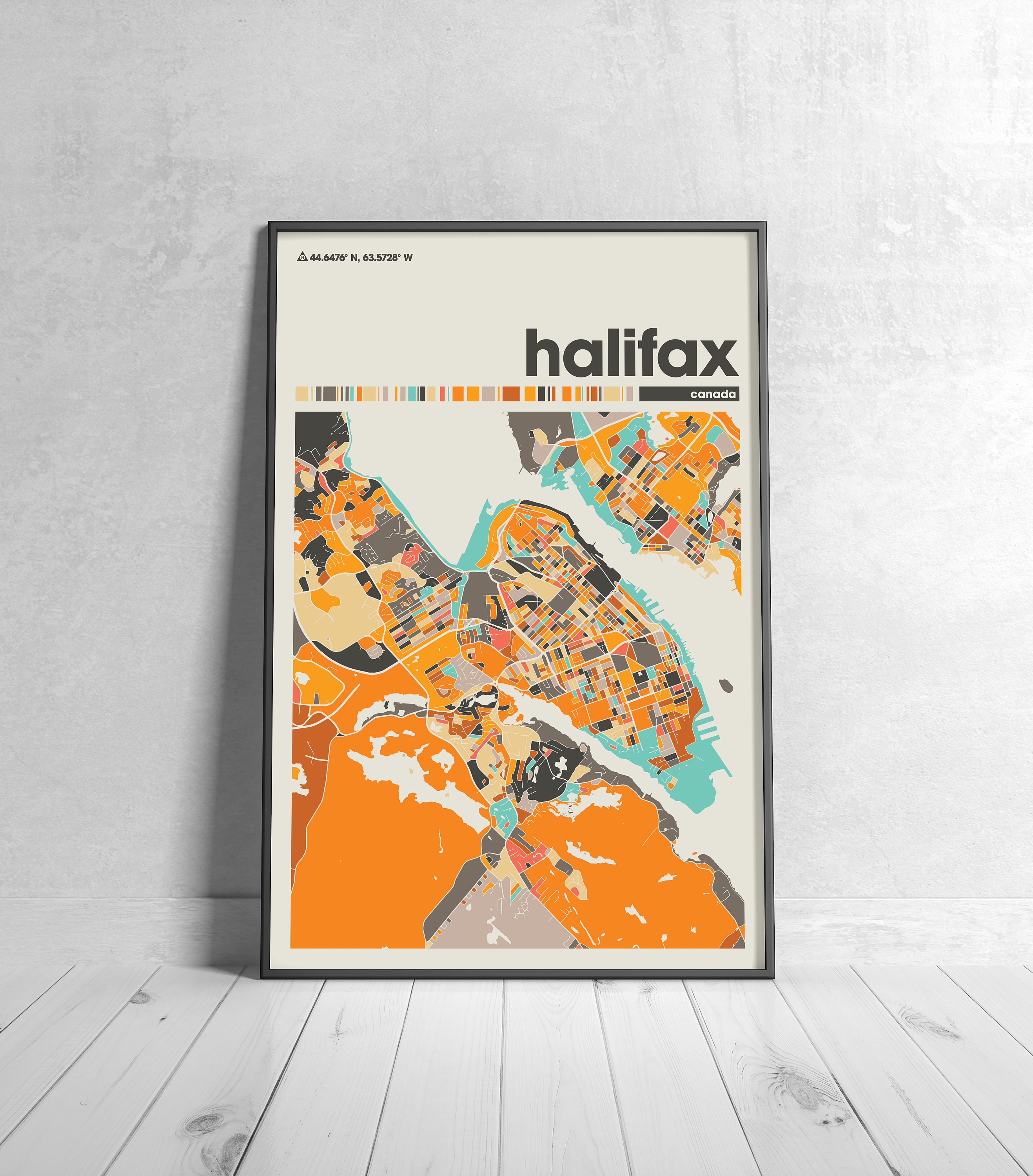 Halifax, Colorful Map, City of Halifax Map, Halifax Minimalist Map ...