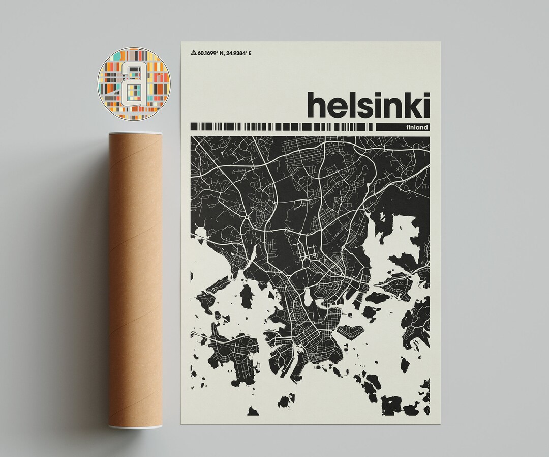 Helsinki City Map, Finland City Map, Minimalist City Map, Modern City ...