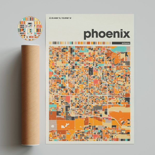 Phoenix Map Poster - Etsy