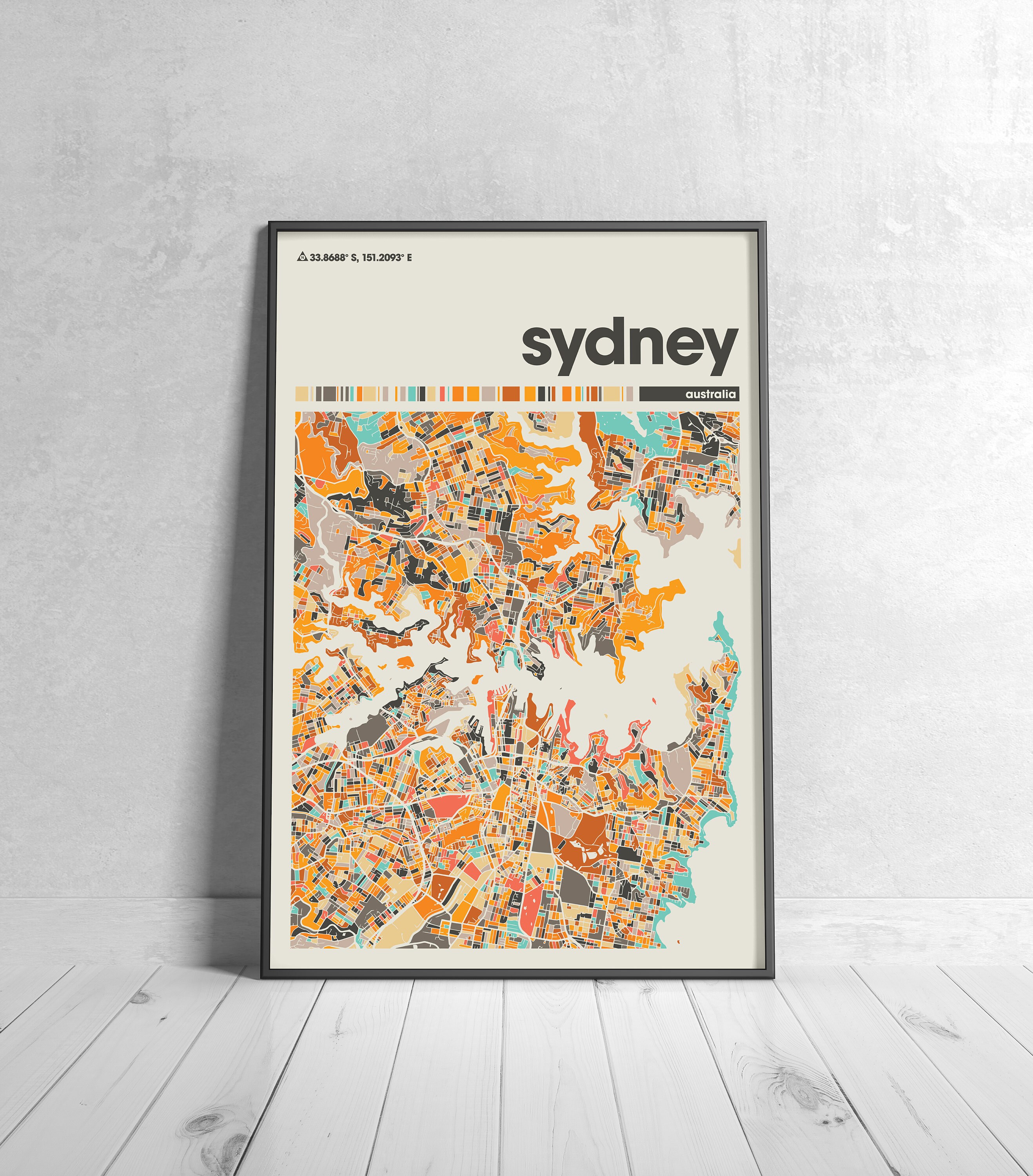 Sydney Colorful Map, City of Sydney Map, Sydney Minimalist Map, Sydney Print, Sydney Poster ...
