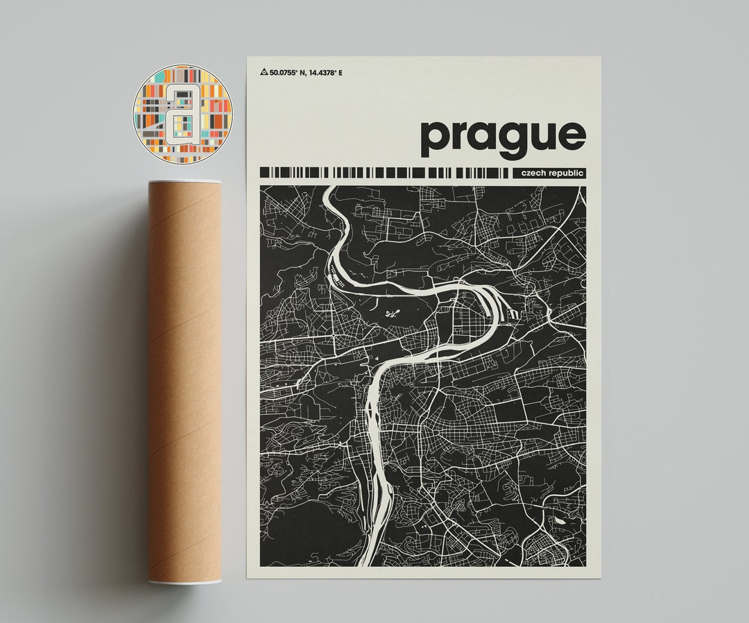 Prague Map, Prague Map Print, Minimalist Map, Czech Republic Print, Minimalist Decor, Printable ...