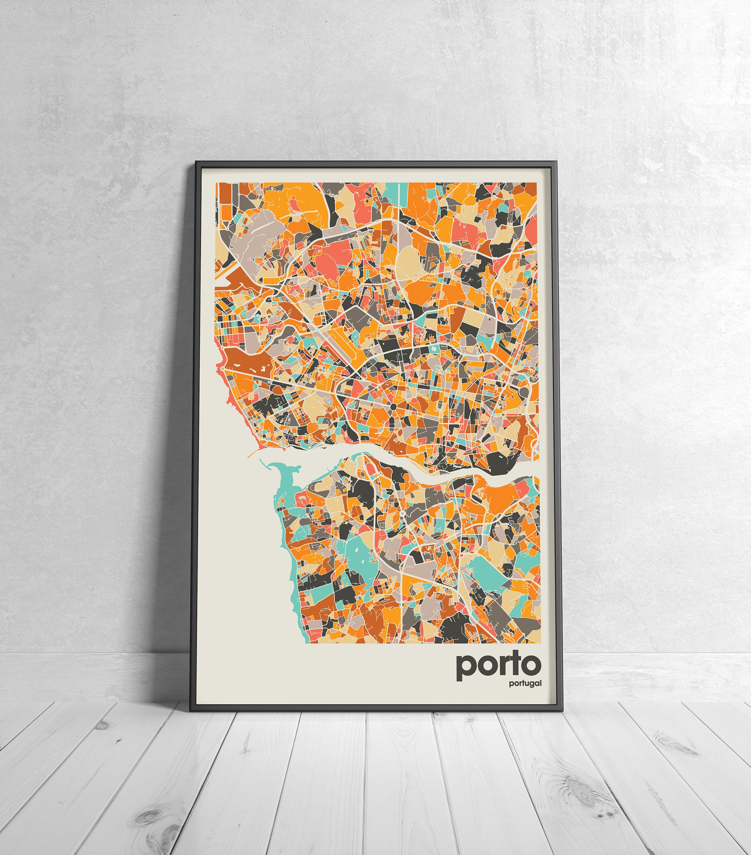 Porto Map Print, Colorful Map, Minimalist Porto Print, Portugal City ...