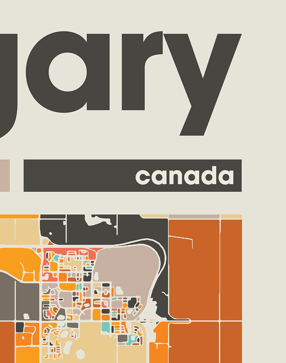 Calgary Colorful Map City of Calgary Map Calgary Minimalist - Etsy