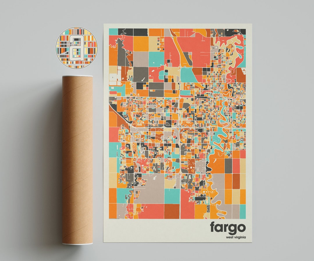 Fargo City Map North Dakota City Map Minimalist City Map Modern City ...