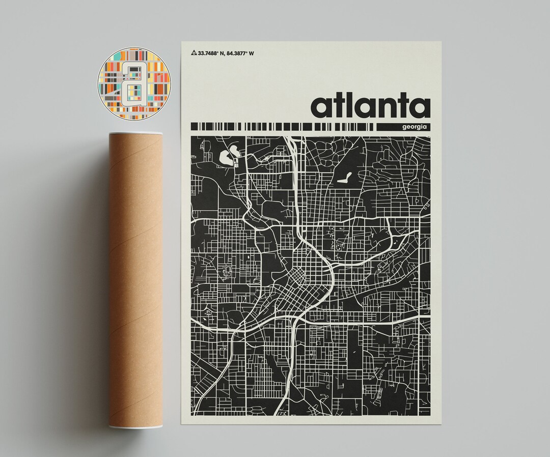 Atlanta Colorful Map, City of Atlanta Map, Atlanta Minimalist Map ...