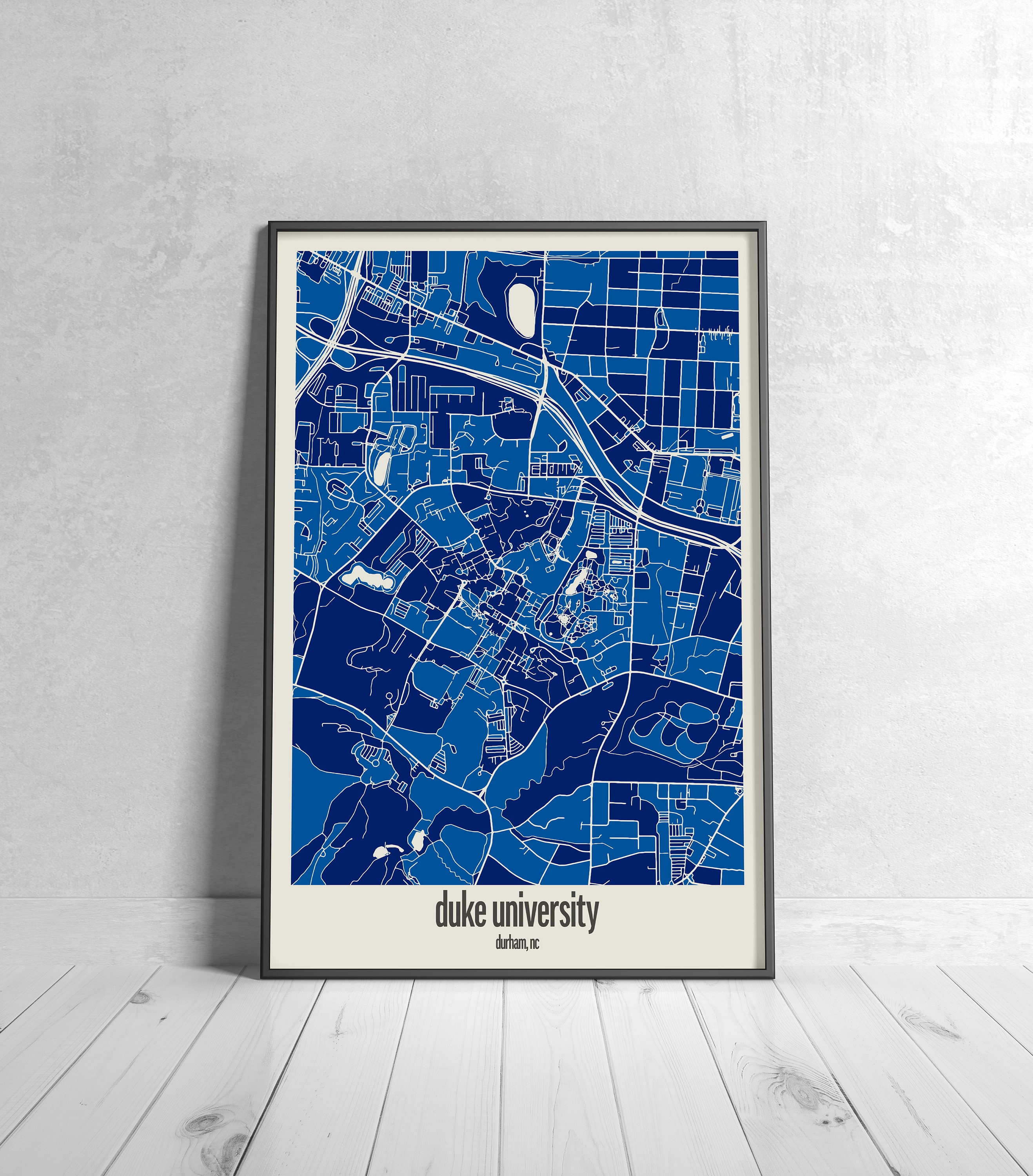 Duke University, Graduation Gift, Wall Art ,duke University Campus Map ...