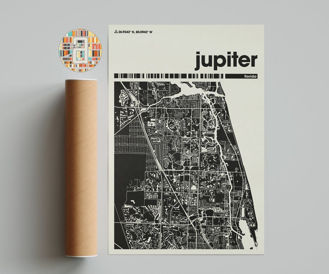 Jupiter City Map Florida City Map Minimalist City Map Modern City Map ...
