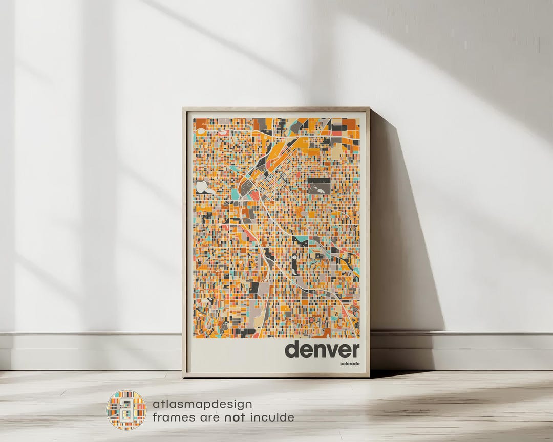 Impresión del mapa de Denver, arte mural minimalista de Colorado ...