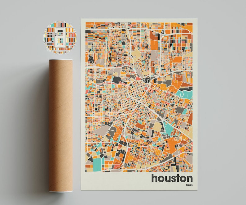 Houston City Map, Texas City Map, Minimalist City Map, Modern City Map ...