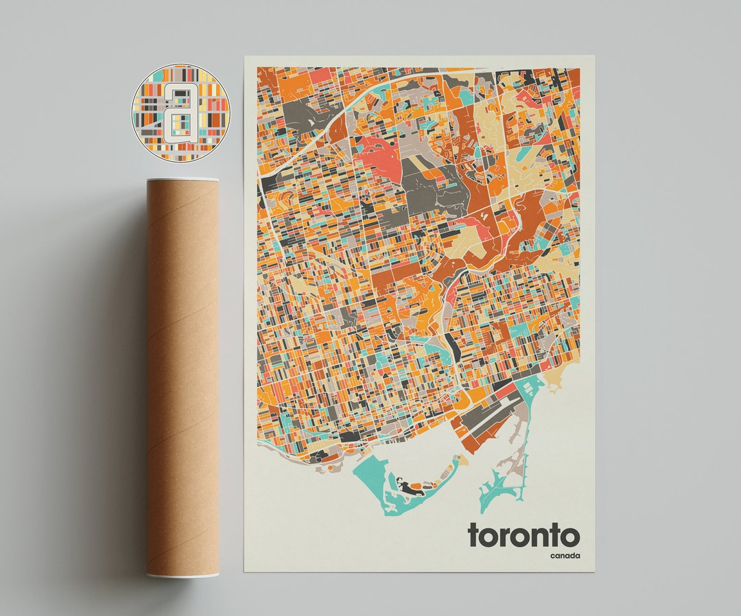 Toronto Map Print, Colorful Map, Minimalist Toronto Print, Canada City ...