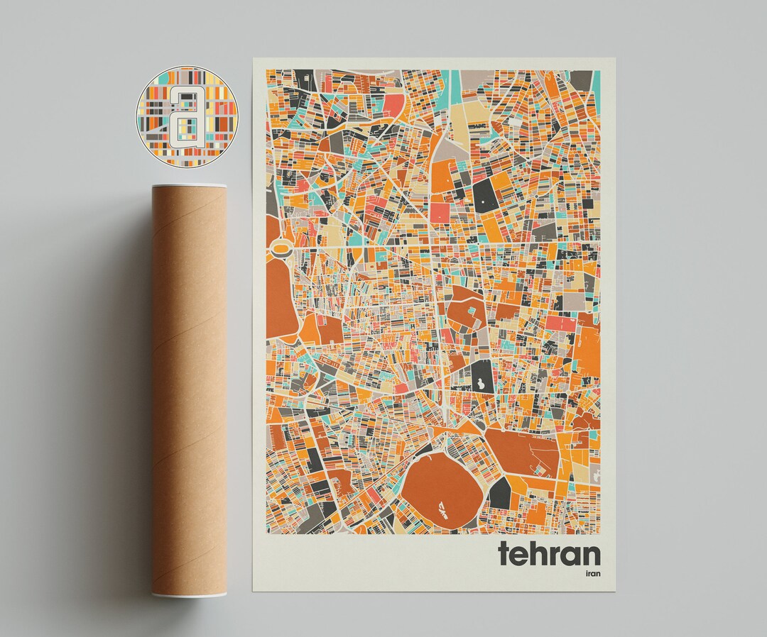 Tehran Map Print, Colorful Map, Minimalist Tehran Print, Iran City Map ...
