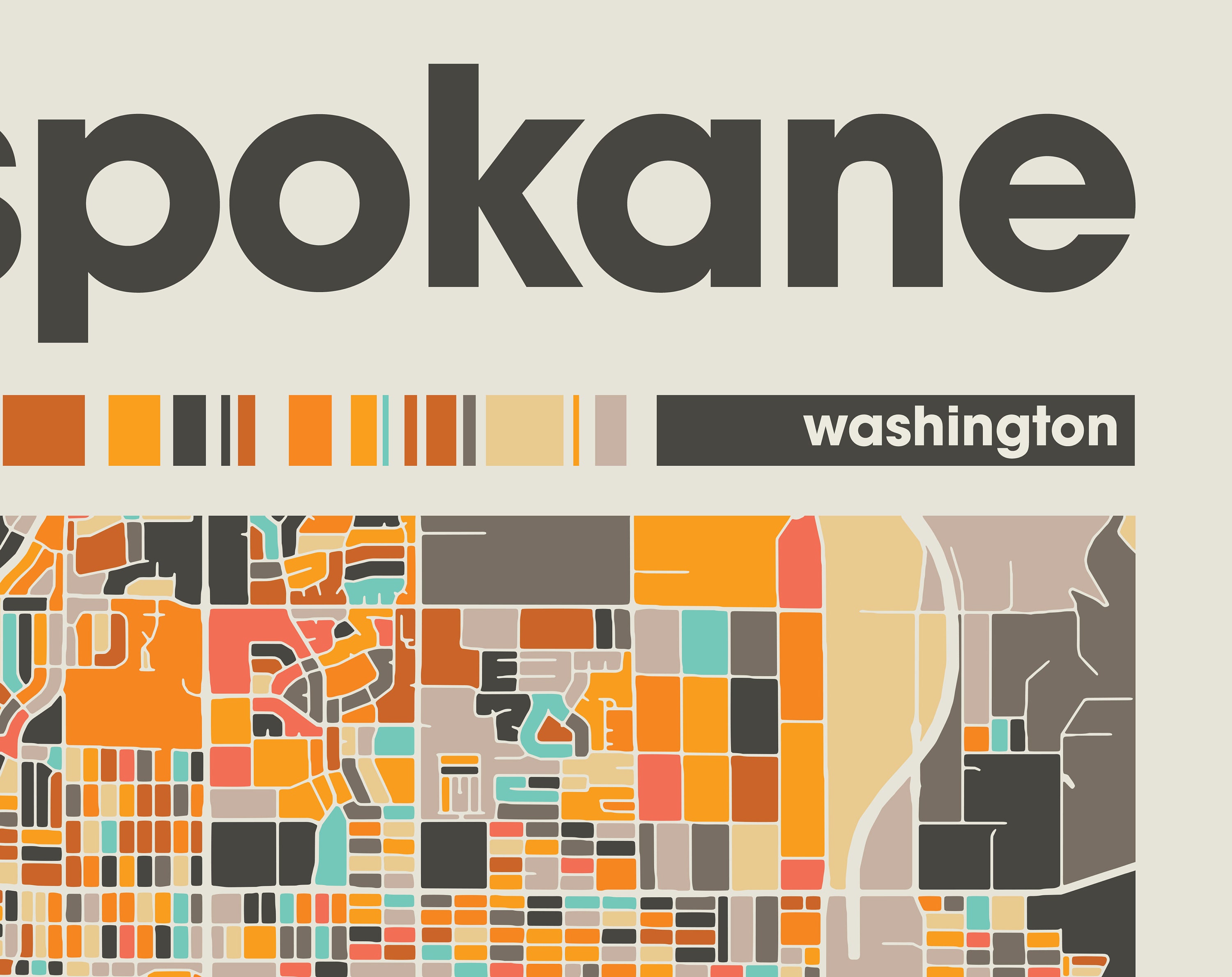 Spokane Washington Map Art Print – Colorful Minimalist Poster Wall Art ...