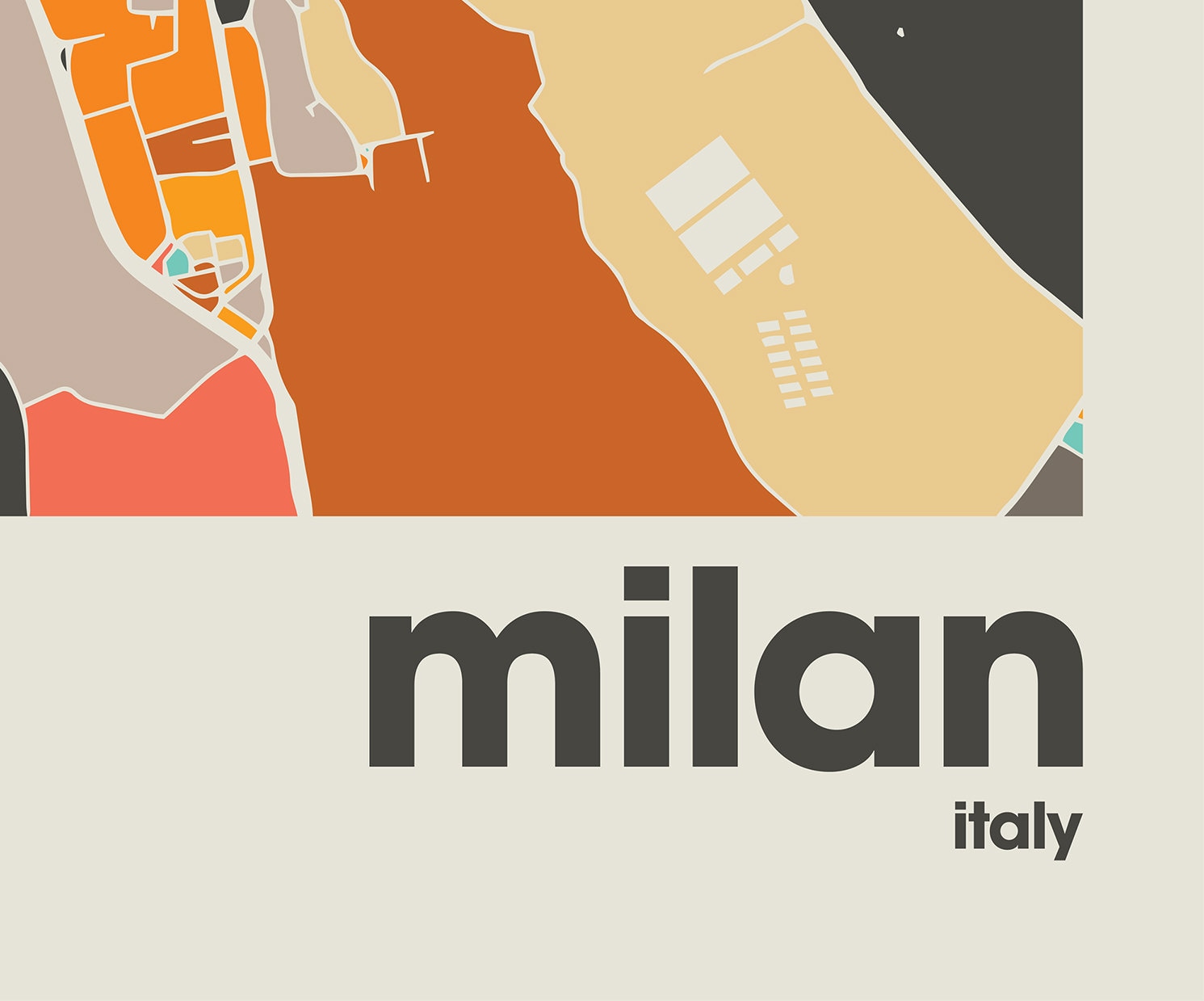 Milan Colorful Map, City of Milan Map, Milan Minimalist Map, Milan ...
