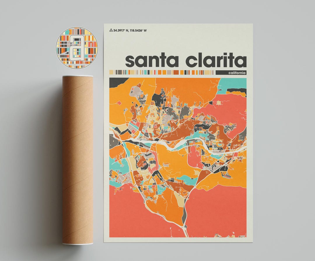 Santa Clarita Map Santa Clarita Poster Print Minimalist Map California ...
