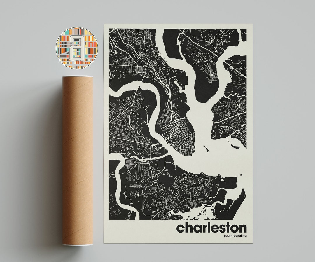 Charleston Map, Charleston Map Print, Minimalist Map, South Carolina ...
