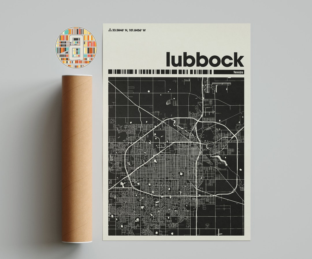 Lubbock City Map, Texas City Map, Minimalist City Map, Modern City Map ...