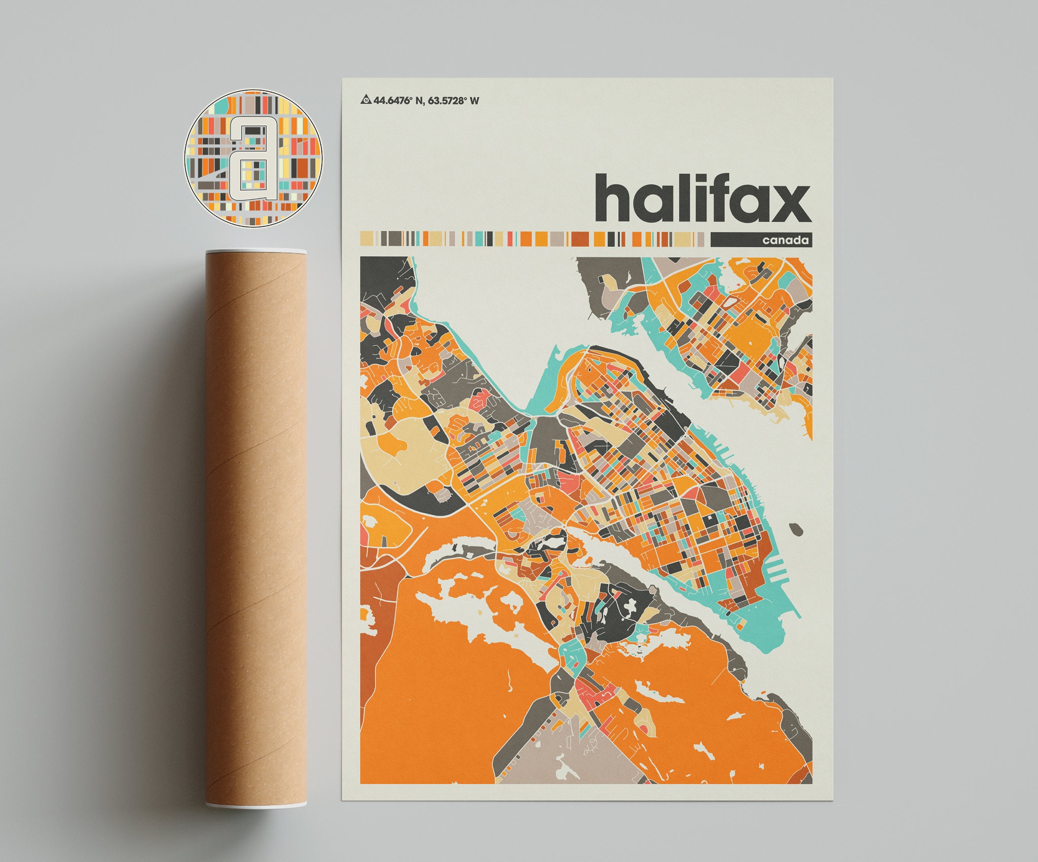 Halifax, Colorful Map, City of Halifax Map, Halifax Minimalist Map ...