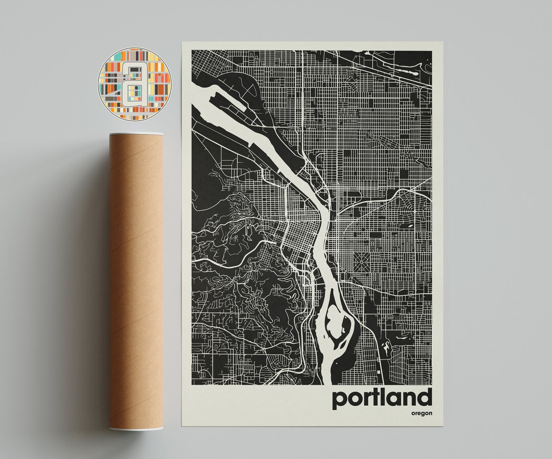 Mapa de Portland, Impresión de mapas de Portland, Mapa minimalista ...