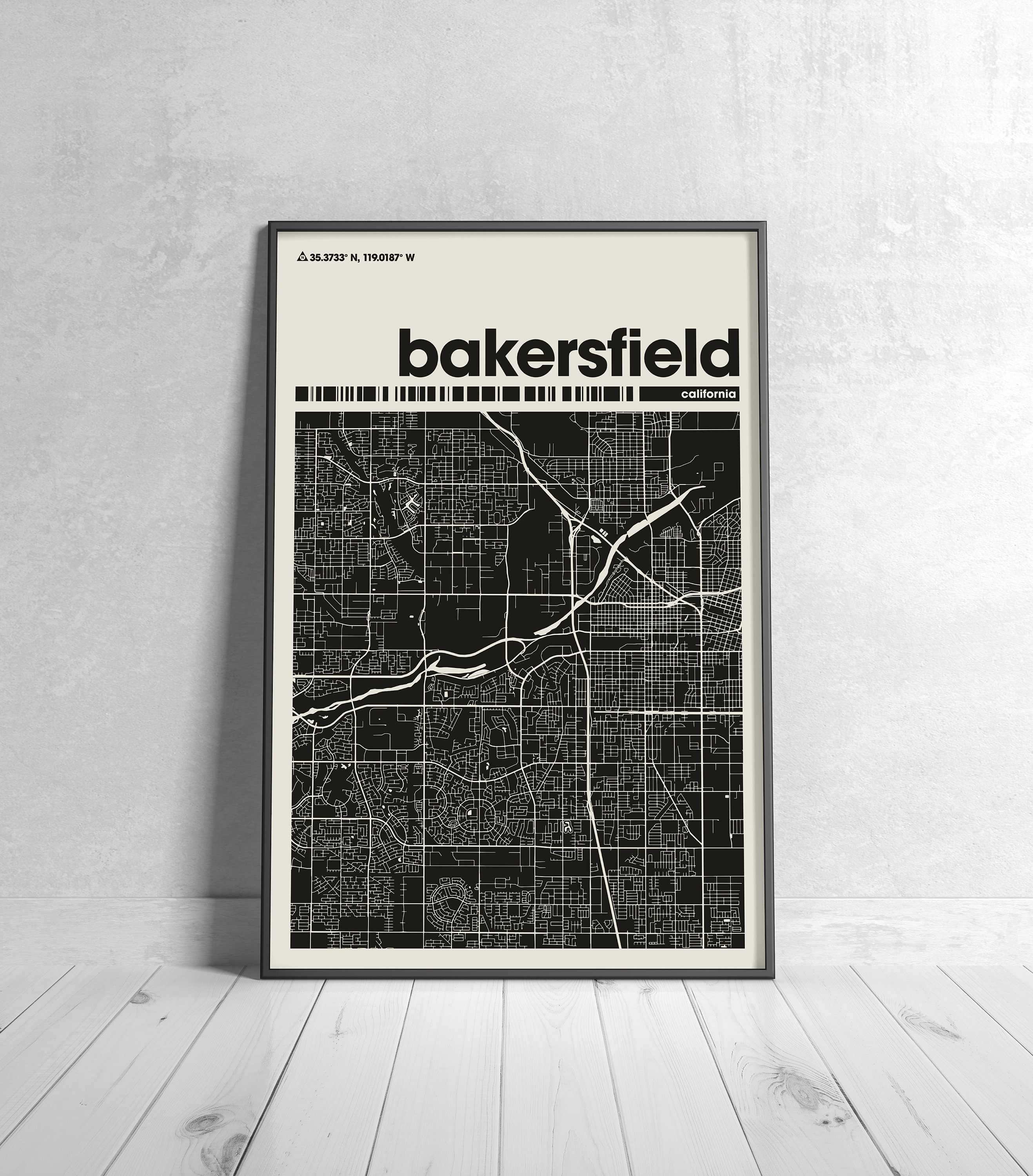 Bakersfield City Map California City Map Minimalist City - Etsy