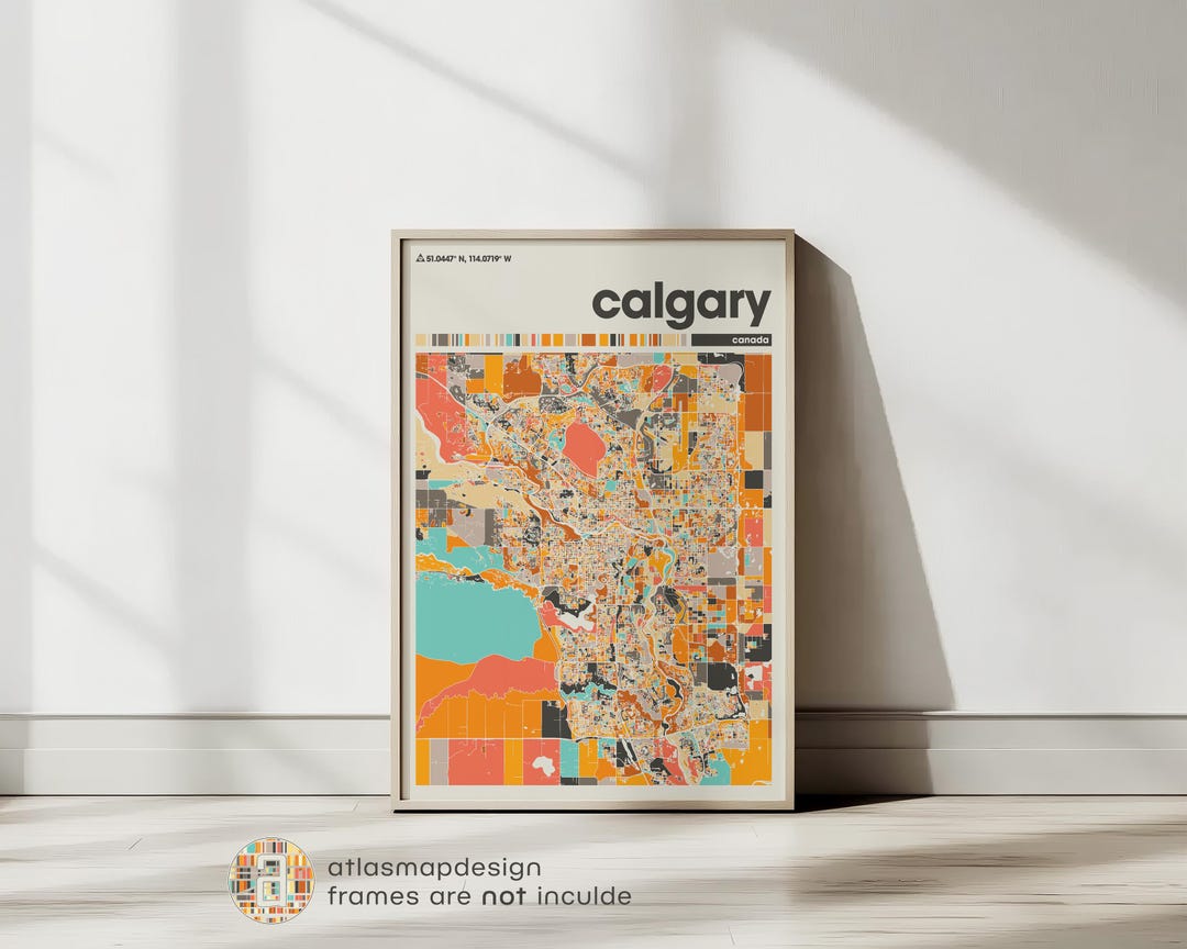 Mapa de Calgary, Canadá Mapa da cidade de Calgary, Mapa minimalista de ...