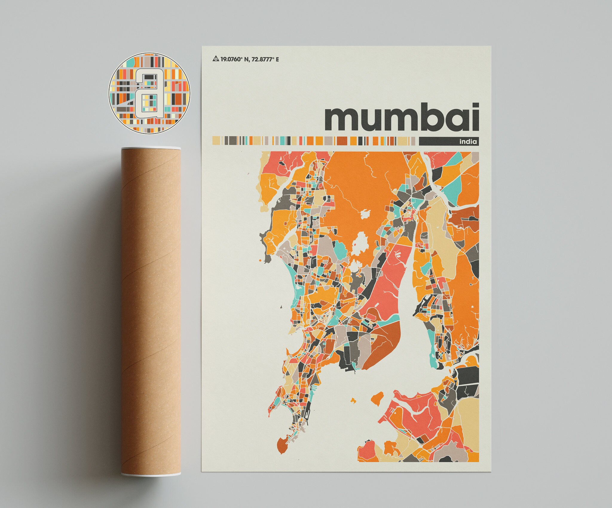 Mumbai Colorful Map City of Mumbai Map Mumbai Minimalist Map Mumbai ...