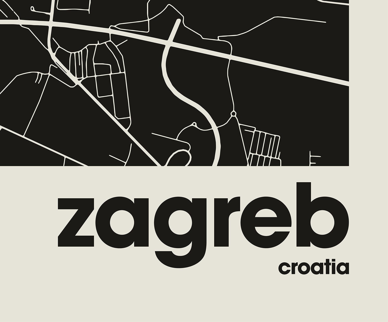 Zagreb Map, Zagreb Map Print, Minimalist Map, Croatia Print, Minimalist ...