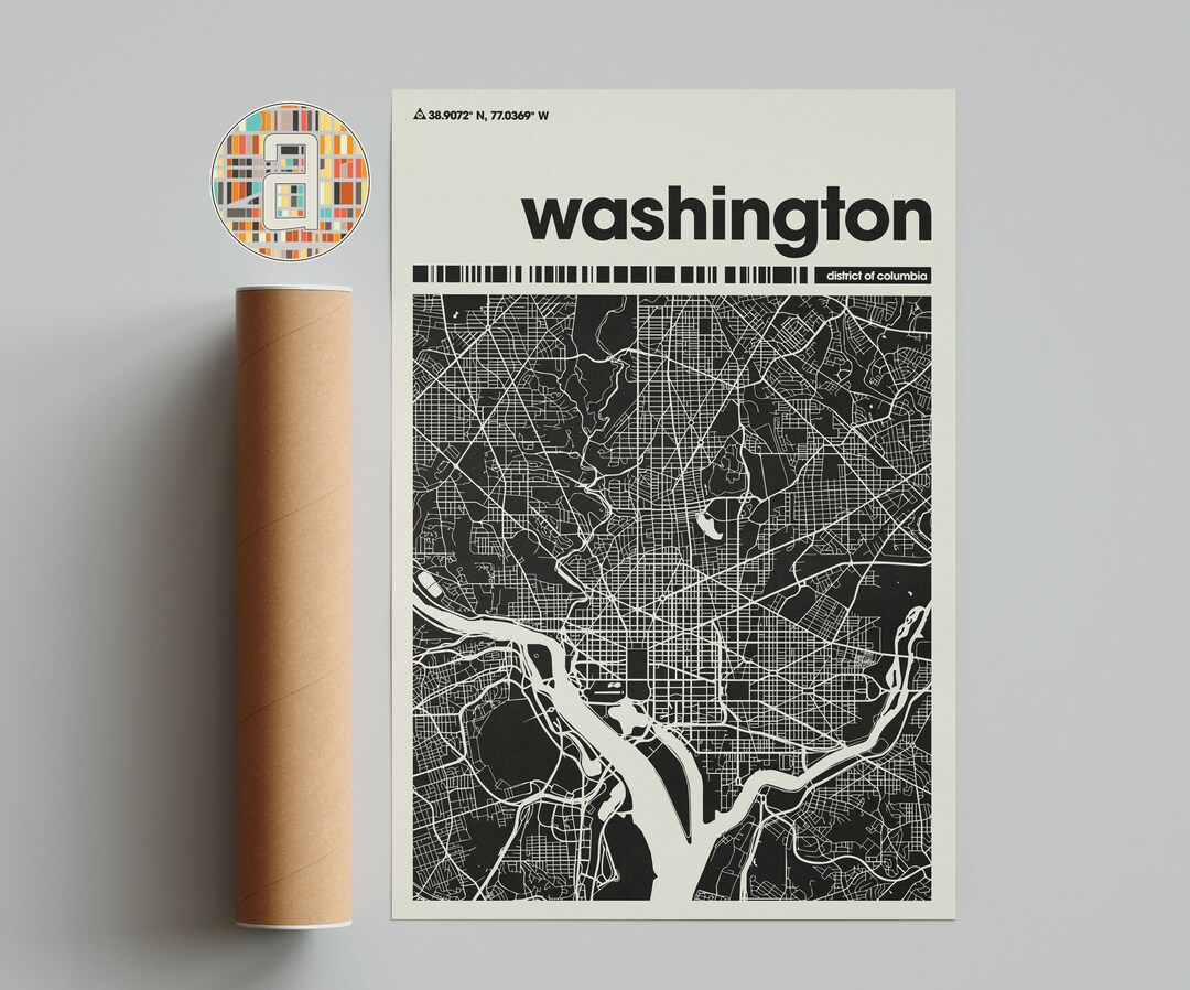Washington Map, Washington Map Print, Minimalist Map, DC Print ...