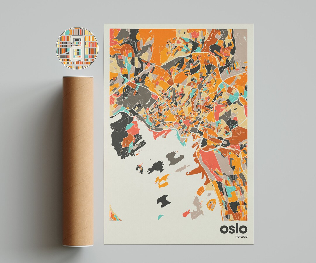 Oslo Map Print, Colorful Map, Minimalist Oslo Print, Norway City Map ...