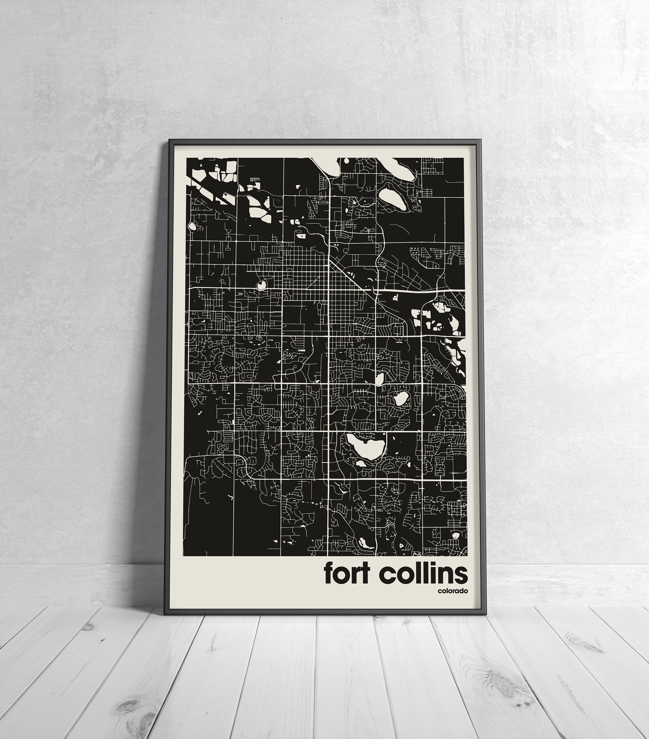 Fort Collins City Map, Colorado City Map, Minimalist City Map, Modern ...
