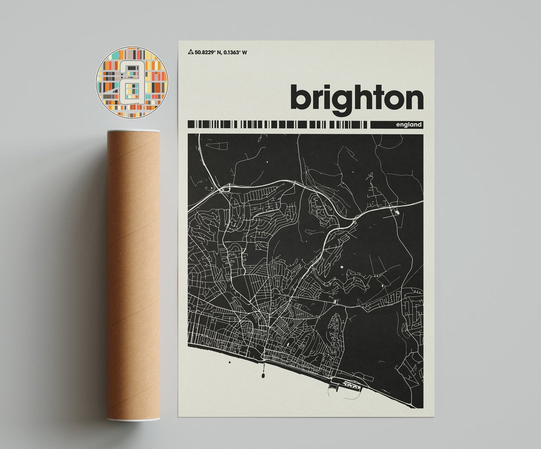 Brighton City Map, England City Map, United Kingdom Minimalist City Map ...