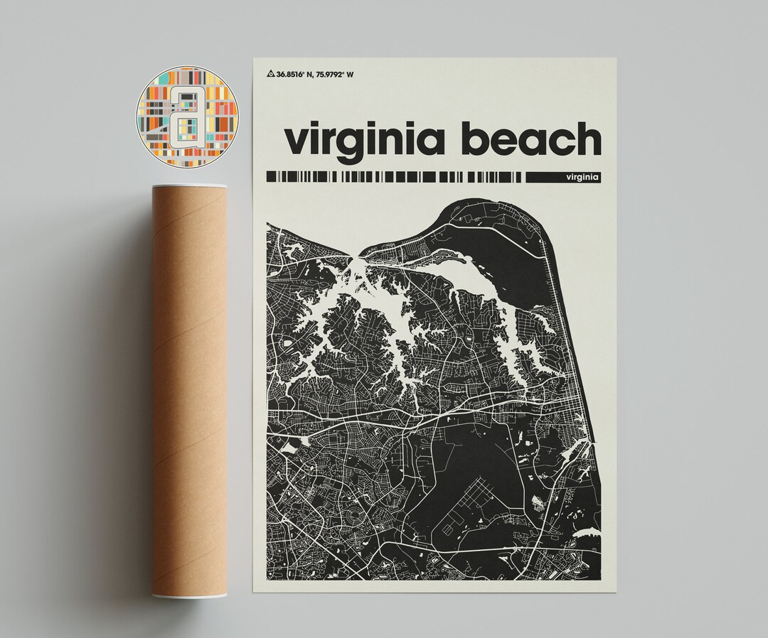 Virginia Beach City Map, Virginia City Map, Minimalist City Map, Modern ...