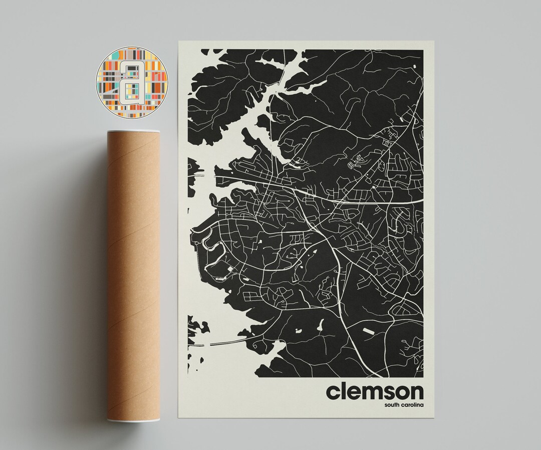 Clemson Map Clemson Map Print Minimalist Map South Carolina Print ...